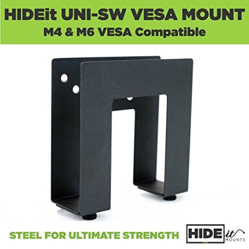 HIDEit Mounts Uni-SW VESA Mount - Made in USA - Black Steel Adjustable Small and Wide Device Wall Mount - Cable Box Wall Mount, Modem Wall Mount, Router Wall Mount and More - Behind TV Cable Box Mount