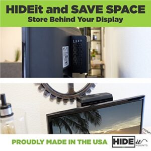 HIDEit Mounts Uni-SW VESA Mount - Made in USA - Black Steel Adjustable Small and Wide Device Wall Mount - Cable Box Wall Mount, Modem Wall Mount, Router Wall Mount and More - Behind TV Cable Box Mount