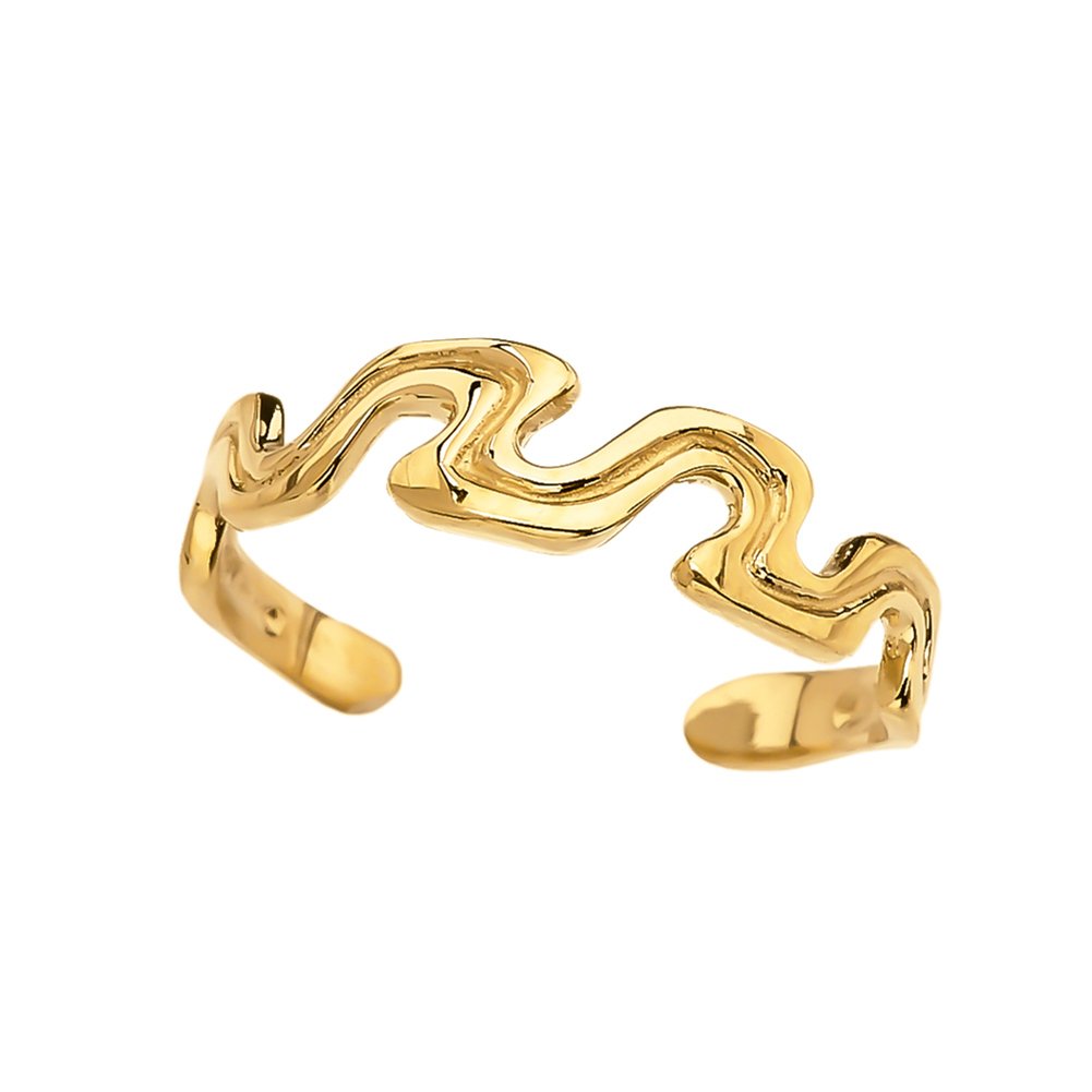 Elegant 10k Yellow Gold Open Wavy Design Toe Ring