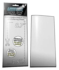 lightdims white dims self adhesive dimming/softening sheets for harsh led lights medium size (2 sheets) neutral color & a free mystery gift sheet (3 sheets total). packaging may vary