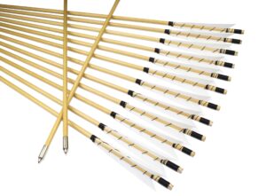 ttfly fletching 32 inch white medieval wooden arrows handmade shaft practice targeting arrow archery for recurve longbow(pack 12)