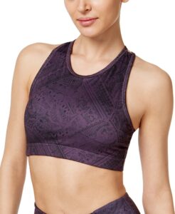 gaiam mia women's printed low-impact sports bra (violet adorned print, x-small)