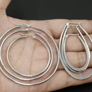 FIBO STEEL 6 Pairs Hoop Earrings for Women Teardrop Hoop Earrings Set 40-60MM