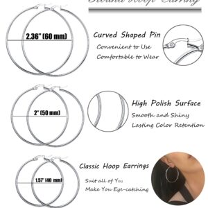 FIBO STEEL 6 Pairs Hoop Earrings for Women Teardrop Hoop Earrings Set 40-60MM