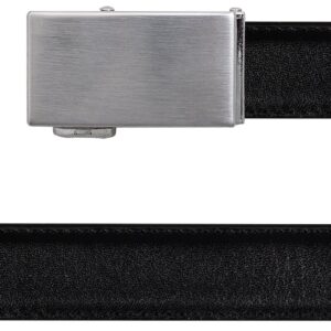 Mission Belt Women's Ratchet Belt - 30mm Platinum Buckle/Black Leather Strap, Medium (Up to 33")