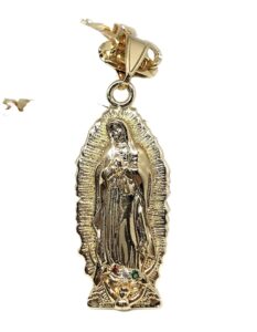 gold plated virgin mary pendant necklace figaro 26" virgen de guadalupe medalla oro laminado