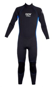 evo 5/3 men's scuba full wetsuit - black + blue medium