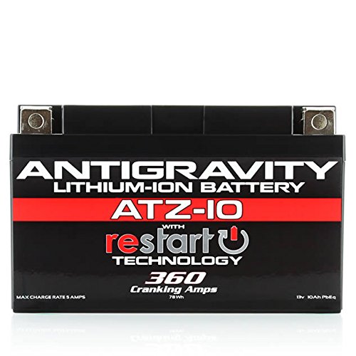 Antigravity ATZ-10-RS Lithium Ion Battery with BMS and Re-Start Technology - 360cca 2.3 Pounds 10Ah Lightweight Motorcycle Battery - Replaces YTZ10S - YTZ12 - YTZ14 - YTX9 - YTX7A-BS - YT12A-BS