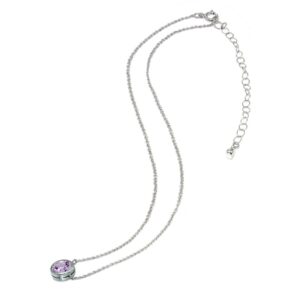 B. BRILLIANT Purple Necklace for Women Solitaire Bezel Genuine Amethyst Gemstone Sterling Silver Chokers Bridesmaids Fashion Stacking Trendy Birthday