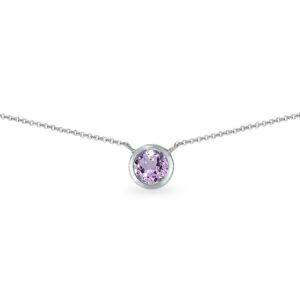 b. brilliant purple necklace for women solitaire bezel genuine amethyst gemstone sterling silver chokers bridesmaids fashion stacking trendy birthday