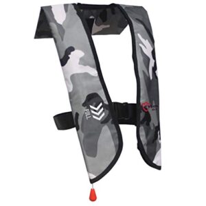 eyson inflatable life jacket life vest basic automatic/manual (639 white camouflage auto)