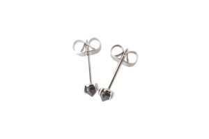 honeycat tiny iron ore point solitaire studs | minimalist, delicate jewelry (silver)