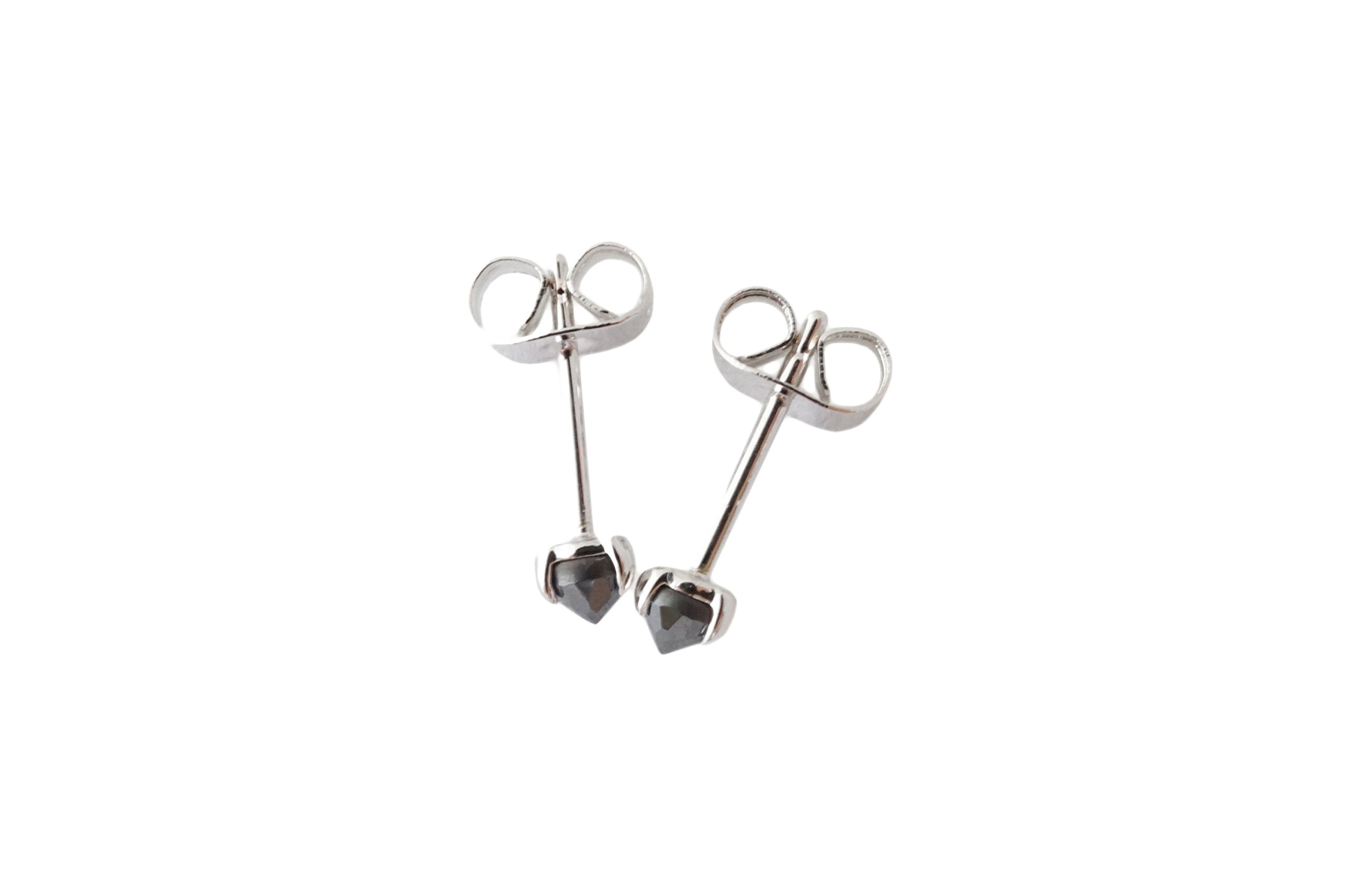 HONEYCAT Tiny Iron Ore Point Solitaire Studs | Minimalist, Delicate Jewelry (Silver)