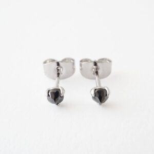 HONEYCAT Tiny Iron Ore Point Solitaire Studs | Minimalist, Delicate Jewelry (Silver)