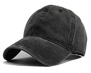 unisex vintage washed distressed baseball cap twill adjustable dad hat,g-black,one size