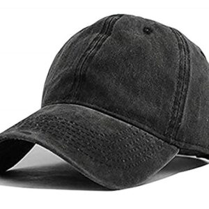 Unisex Vintage Washed Distressed Baseball Cap Twill Adjustable Dad Hat,G-black,One Size