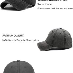 Unisex Vintage Washed Distressed Baseball Cap Twill Adjustable Dad Hat,G-black,One Size