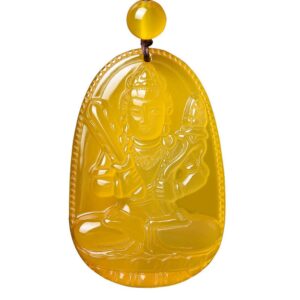 c1lint7785631 women's necklaces men's necklaces buddha pendant necklace bodhisattva amulet talisman made of agate gemstone (yellow agate akasagarbha (space))