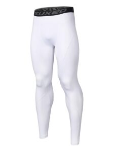 arsuxeo men's compression tights running pants baselayer legging k3 white size medium