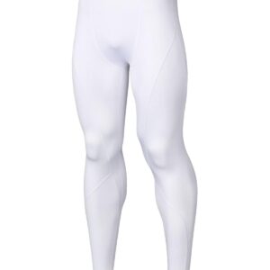 ARSUXEO Men's Compression Tights Running Pants Baselayer Legging K3 White Size Medium