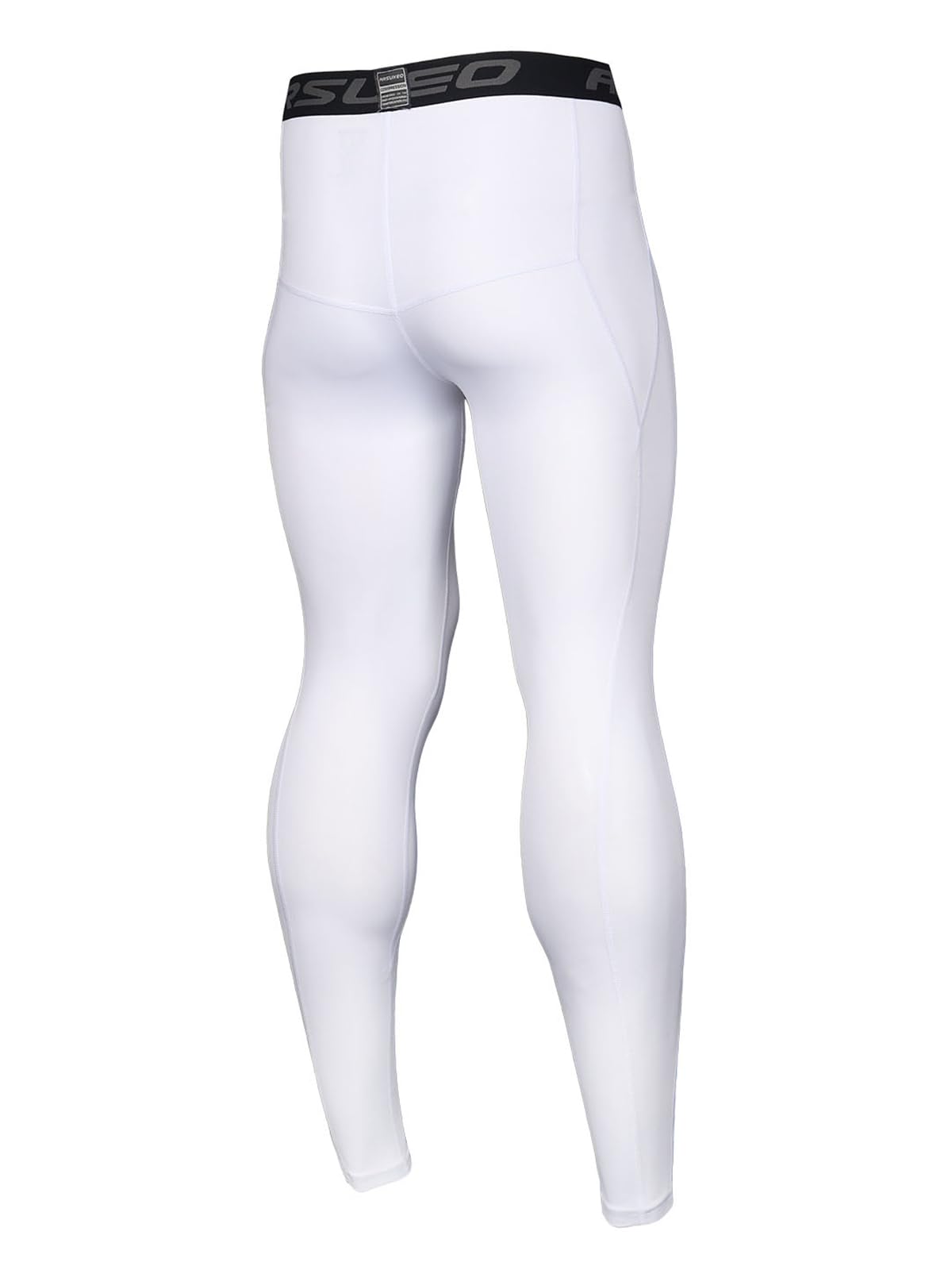 ARSUXEO Men's Compression Tights Running Pants Baselayer Legging K3 White Size Medium