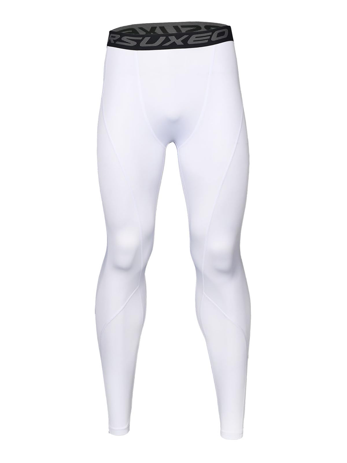 ARSUXEO Men's Compression Tights Running Pants Baselayer Legging K3 White Size Medium