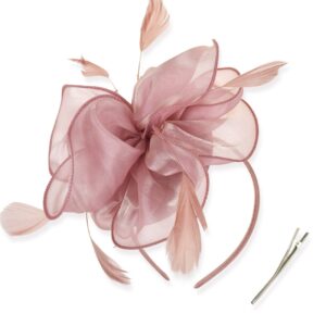 dreshow fascinators hat tea party headwear ribbons feathers on a headband and a clip for girls and women