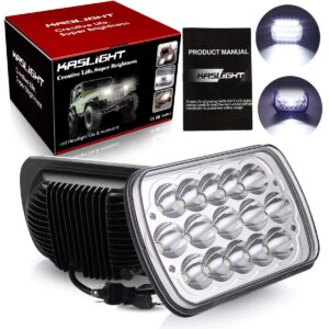 h6054 led headlights, kaslight pair 5x7 led headlight 7x6 headlamp hi/low sealed beam 6054 h5054 head light for jeep cherokee wrangler yj xj chevy s10 gmc nissan buick dodge toyota truck ford e250 van