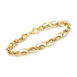 ross-simons 14kt yellow gold oval and double-twisted link bracelet. 7 inches