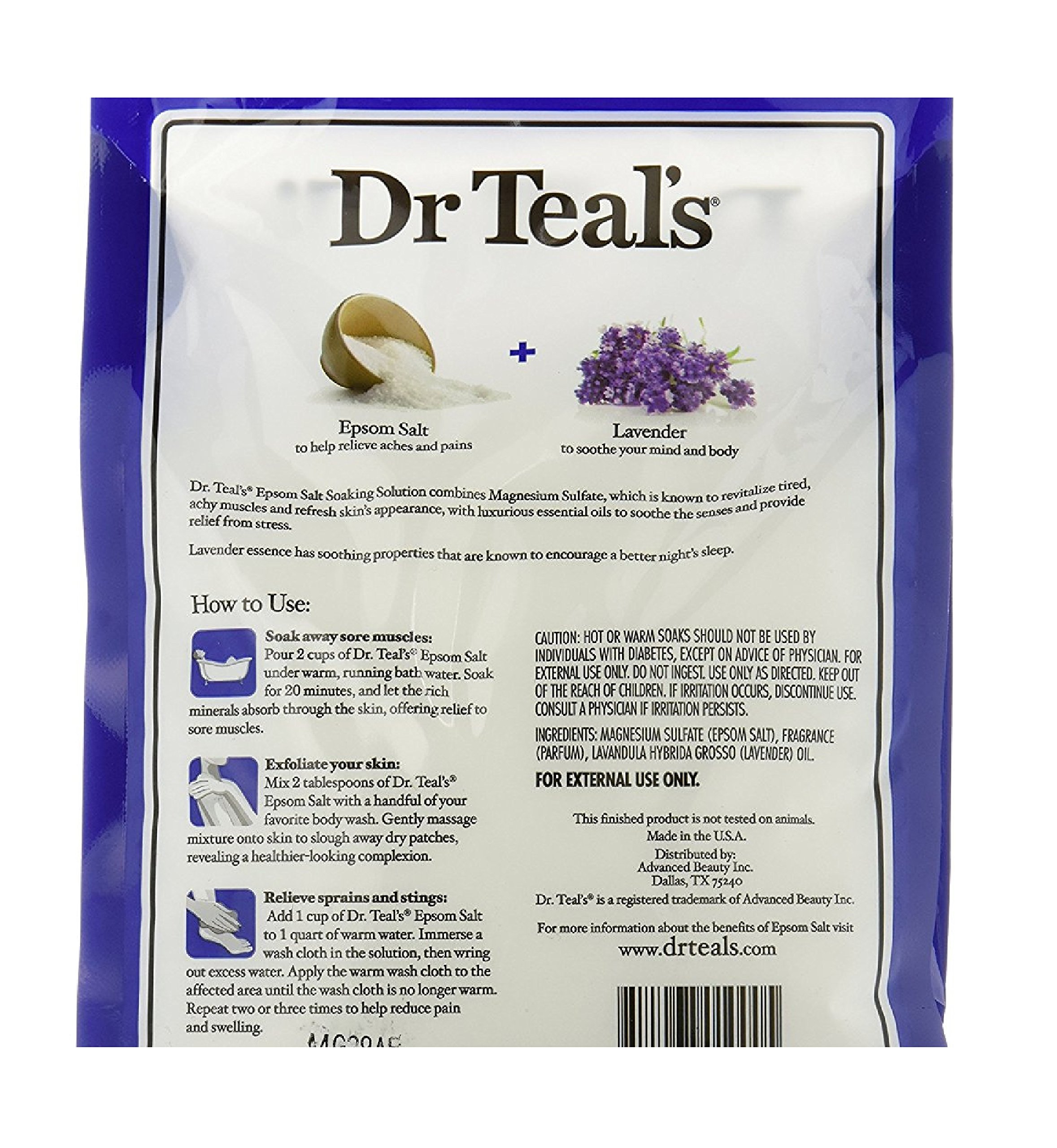 DR TEAL's Pure Epsom Salt Soaking Solution with Lavender - 1 lb bag