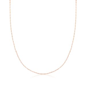 ross-simons 0.7mm 14kt rose gold rope-chain necklace. 16 inches