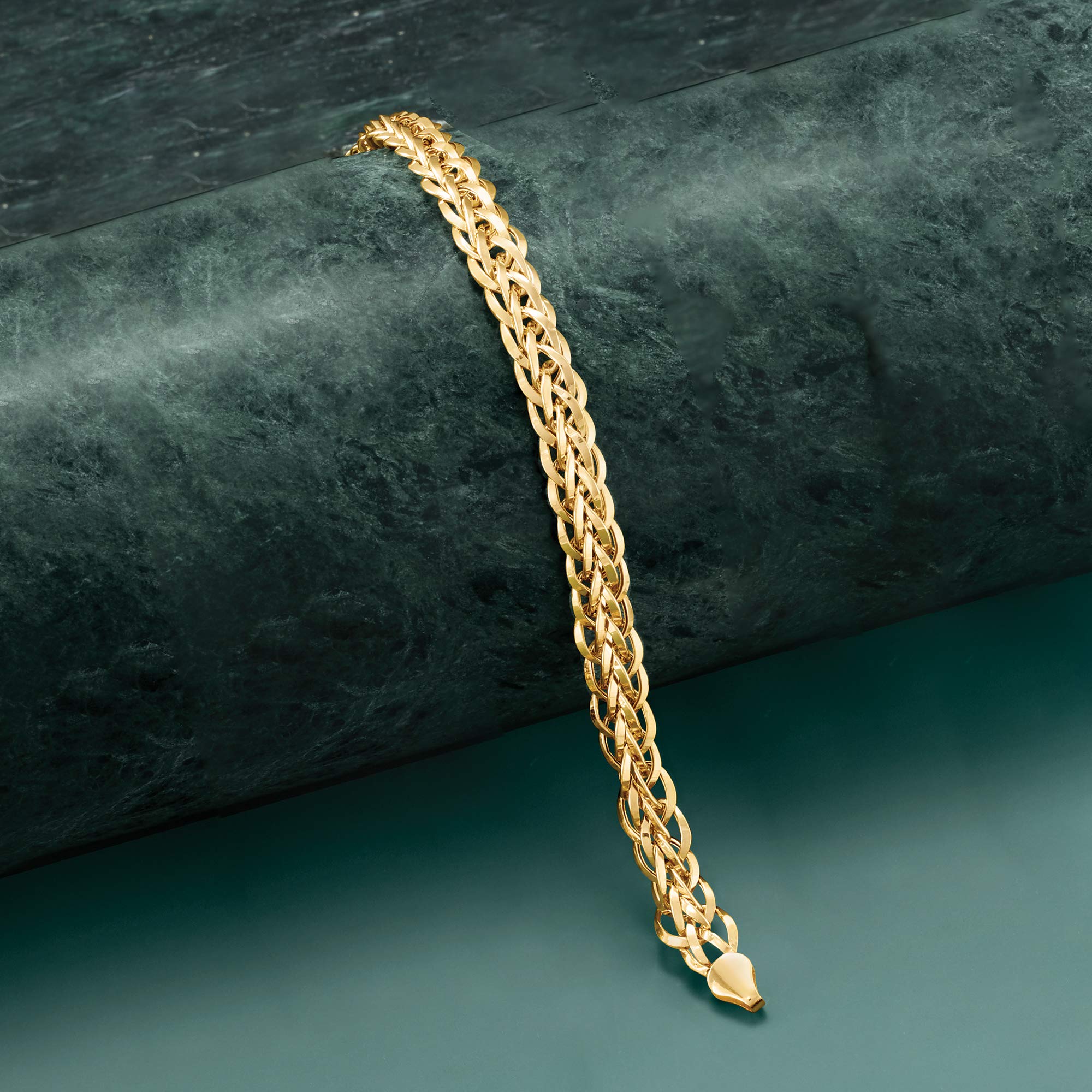 Ross-Simons 14kt Yellow Gold Wheat-Link Bracelet. 7 inches