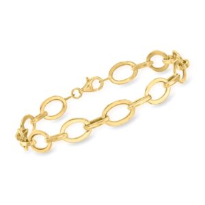 ross-simons 14kt yellow gold flat oval-link bracelet. 8 inches