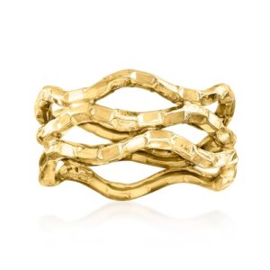 ross-simons 14kt yellow gold wavy open-space ring. size 7