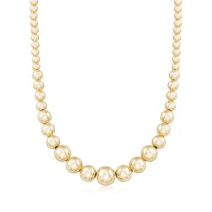 ross-simons italian 6-14mm 18kt gold over sterling silver bead graduated necklace. 20 inches