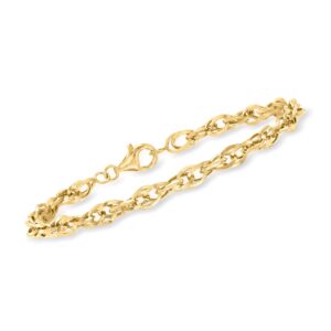 ross-simons 14kt yellow gold interlocking double-oval link bracelet. 7 inches