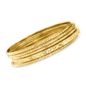 ross-simons 18kt gold over sterling jewelry set: 5 textured bangle bracelets