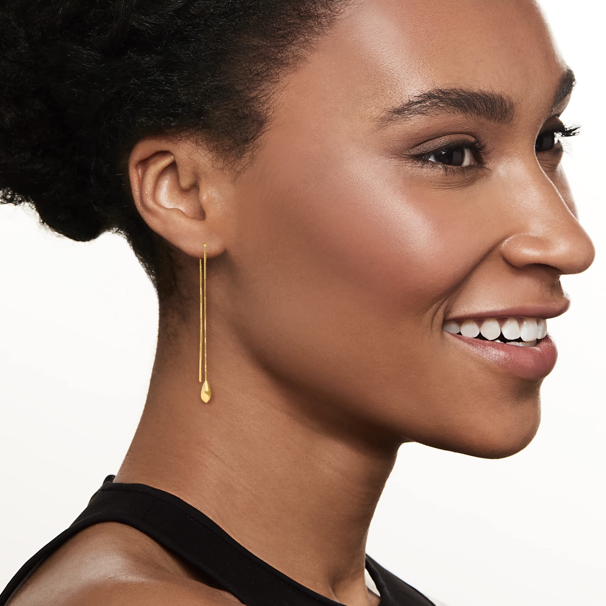 Ross-Simons 14kt Yellow Gold Teardrop Threader Earrings