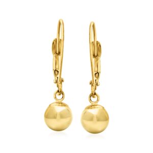 ross-simons 6mm 14kt yellow gold shiny bead drop earrings