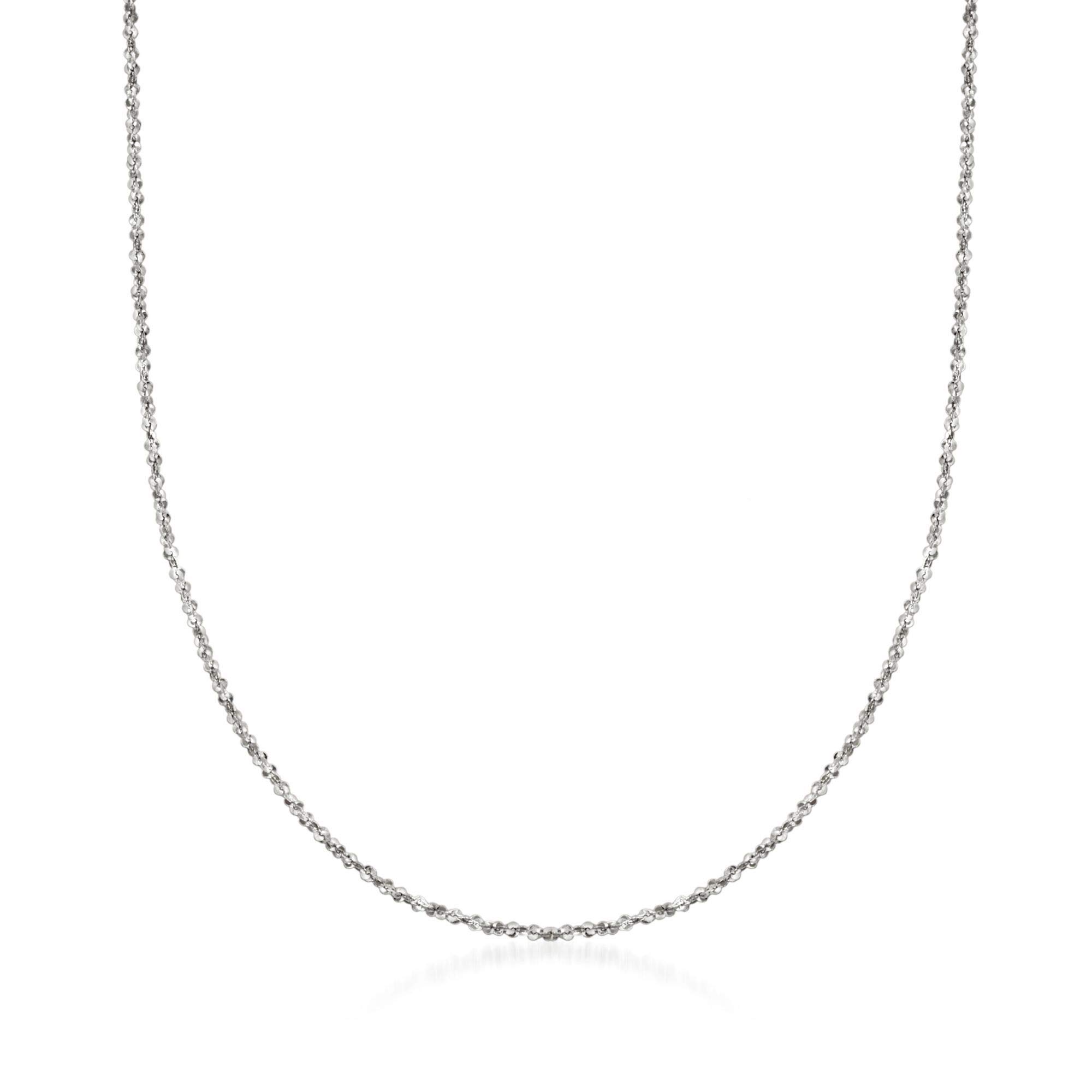 Ross-Simons Italian 1mm 14kt White Gold Twisted Sparkle-Chain Necklace. 18 inches