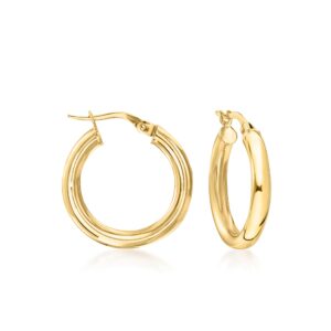 ross-simons italian 3mm 18kt yellow gold hoop earrings