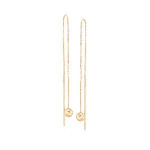 ross-simons 14kt yellow gold ball drop threader earrings