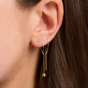 Ross-Simons 14kt Yellow Gold Ball Drop Threader Earrings