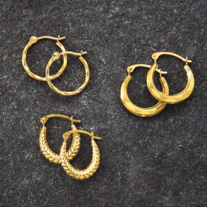 Ross-Simons 14kt Yellow Gold Jewelry Set: 3 Pairs Of Huggie Hoop Earrings