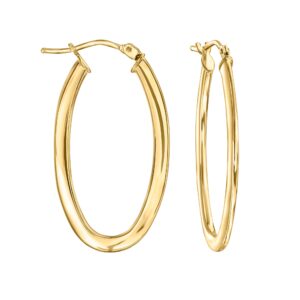 ross-simons italian 14kt yellow gold oval hoop earrings