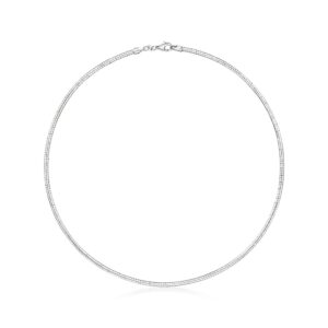 ross-simons italian 3mm sterling silver round omega necklace. 16 inches