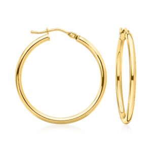 ross-simons italian 2mm 18kt yellow gold hoop earrings