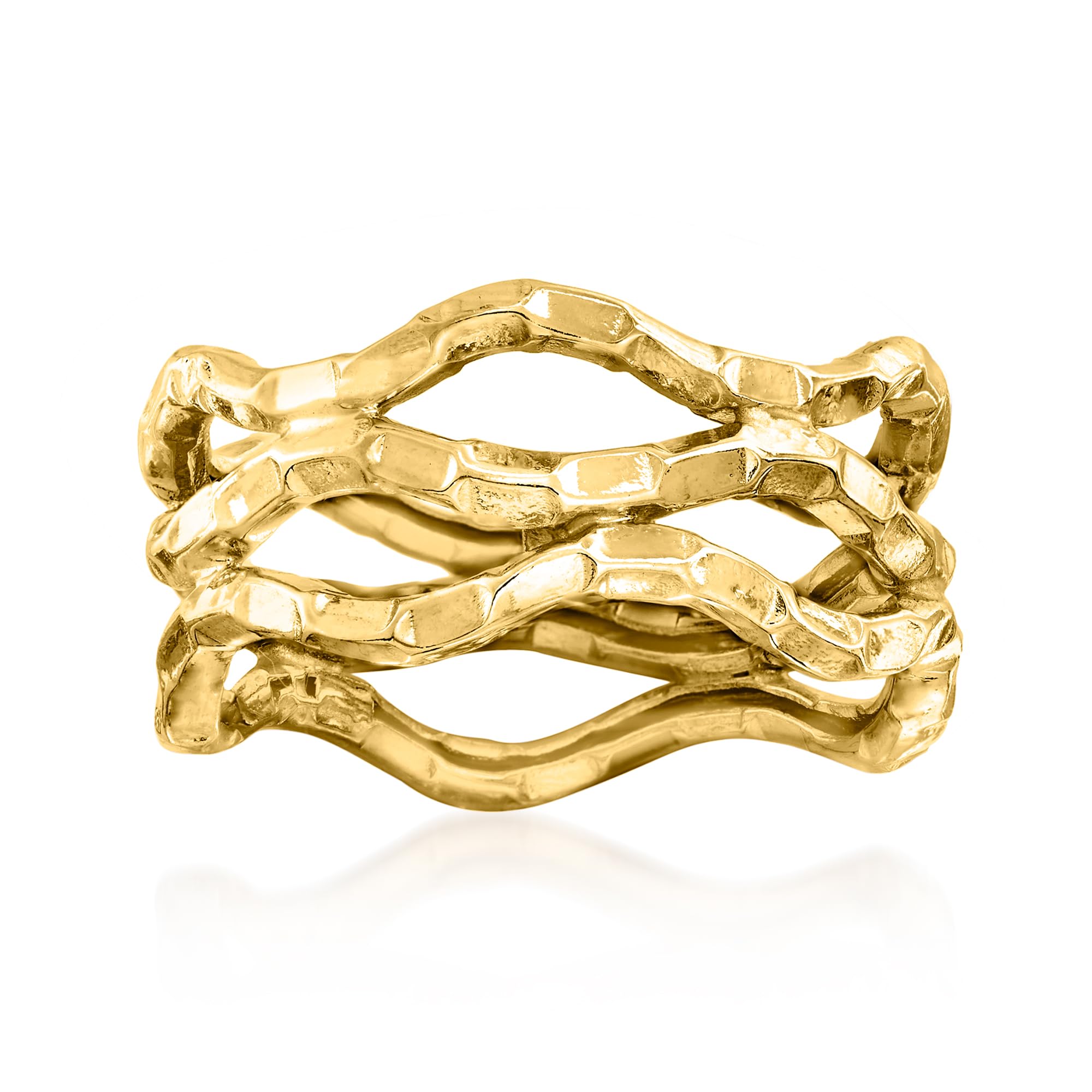 Ross-Simons 14kt Yellow Gold Wavy Open-Space Ring. Size 9