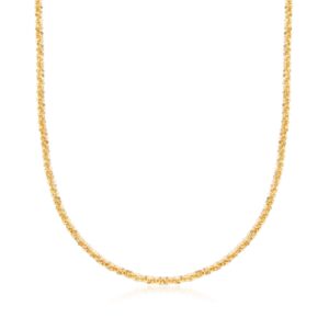 ross-simons italian 2mm 18kt gold over sterling crisscross-chain necklace. 24 inches