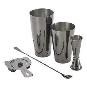 barfly m37101bk basics cocktail set, 5-piece, gun metal black